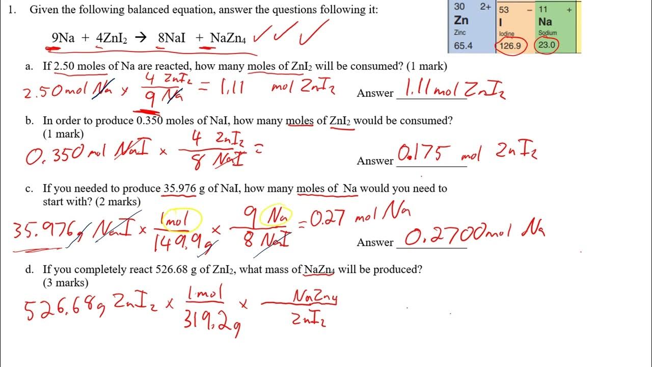 Stoich answer key 2 - YouTube