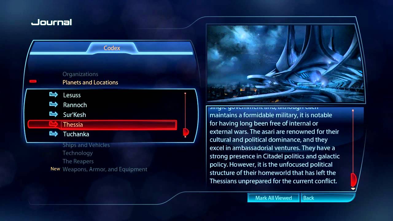 Mass Effect 3: Part 100, Codex 7 - 'Thessia, Geth Spitfire' - YouTube