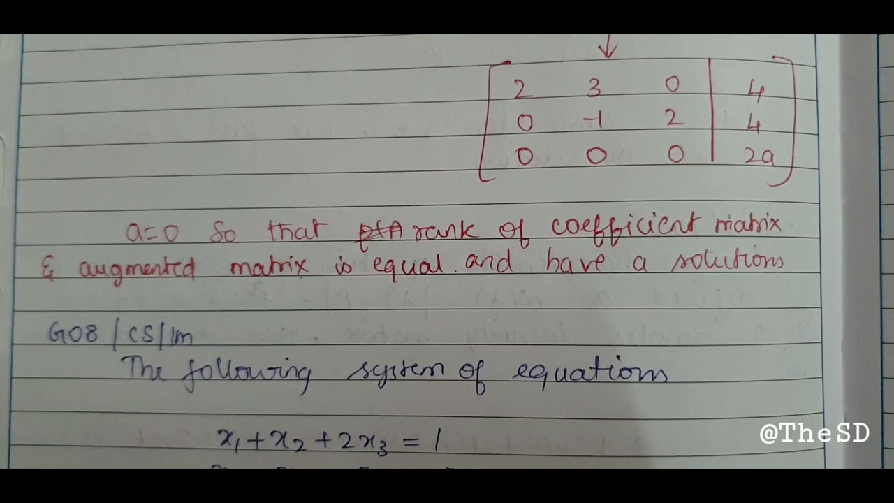 Gate mathematics Linear system of equations - YouTube