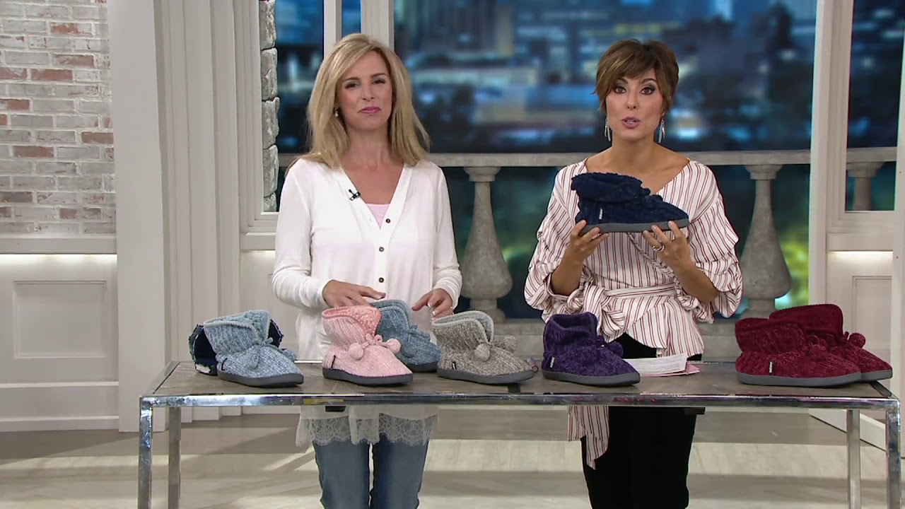 MUK LUKS Chenille Taylor Slipper Boots on QVC - YouTube