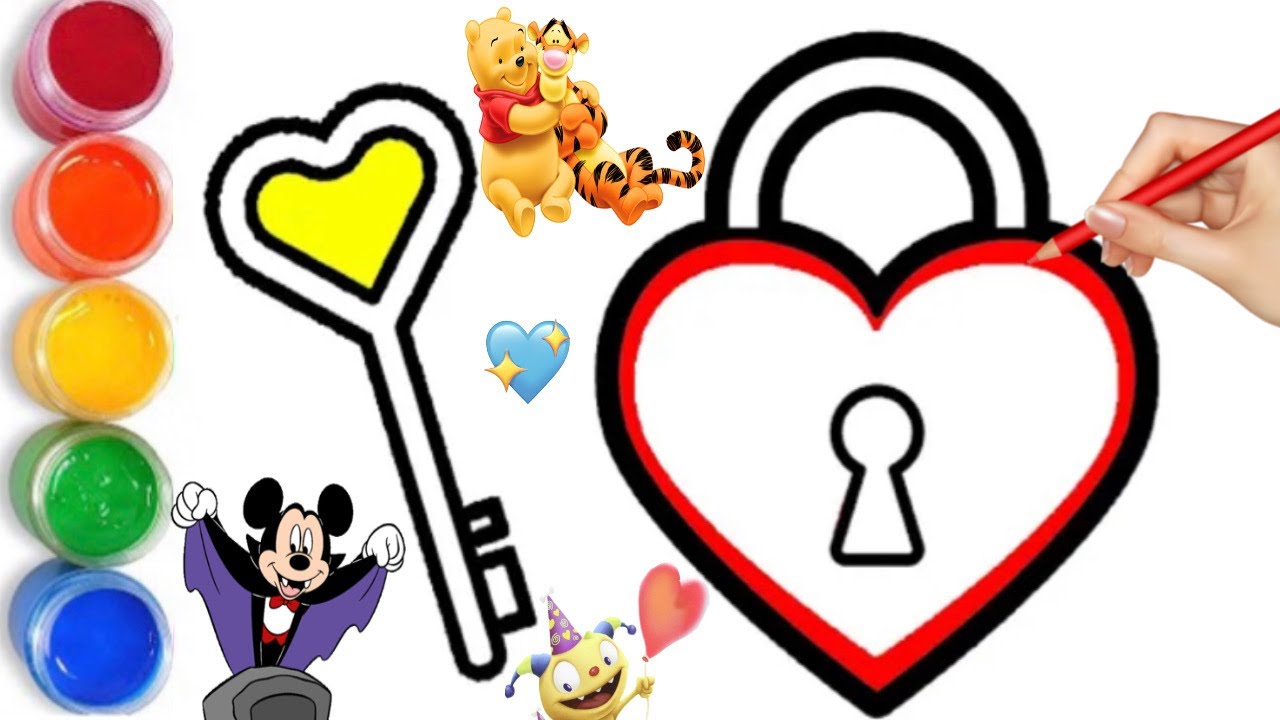 Draw heart padlock - YouTube
