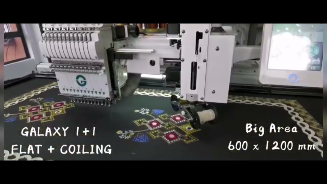GALAXY # 1201 + 01 FLAT COILING TAPPING MIXED EMBROIDERY MACHINE - YouTube