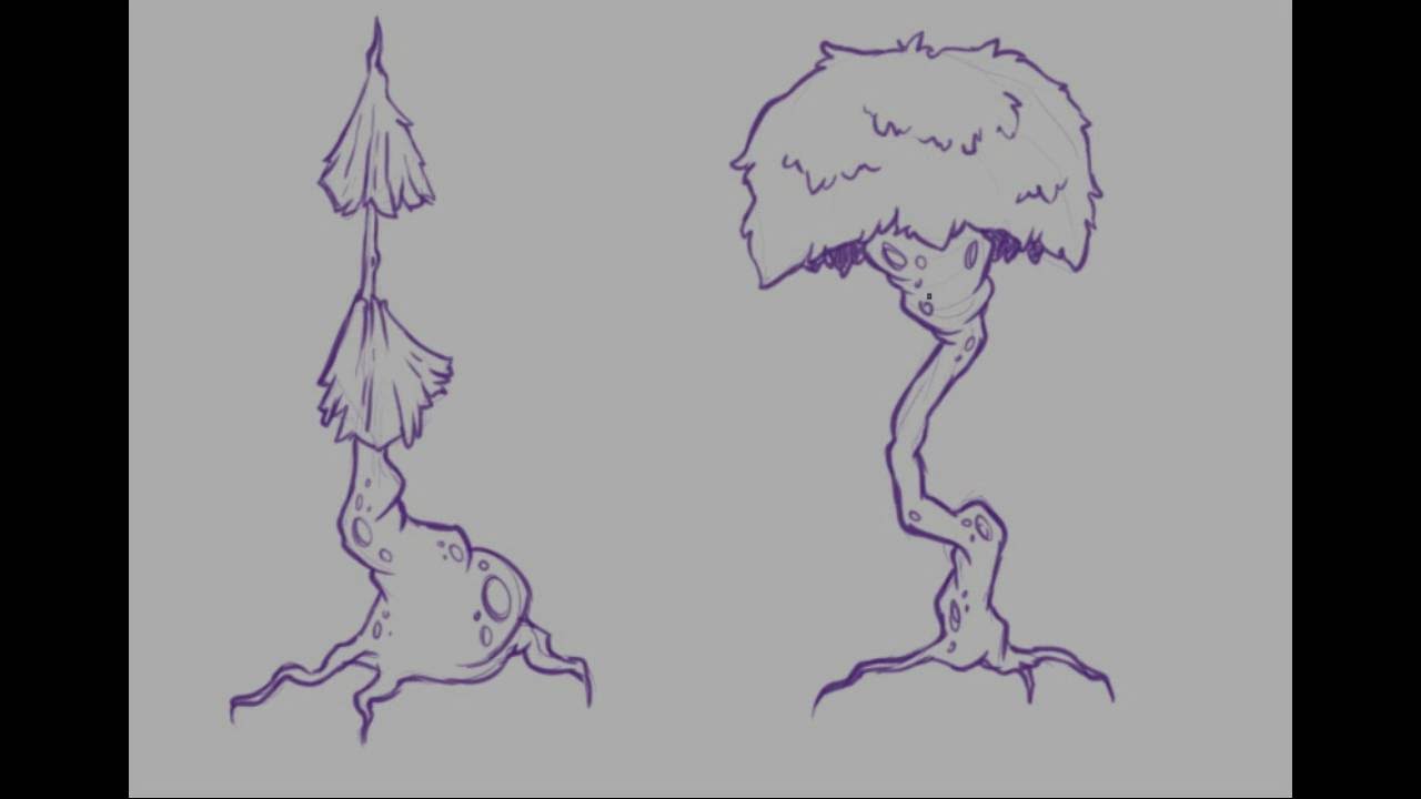 FANTASY TREES - Timelapse digital sketching in Krita #1 - YouTube