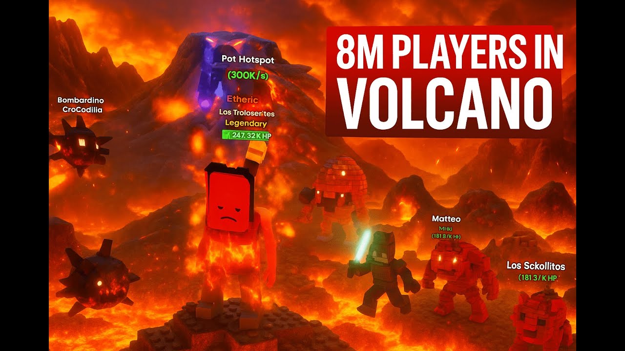 8M Players in Volcano - Plant & Brainrot #event - YouTube