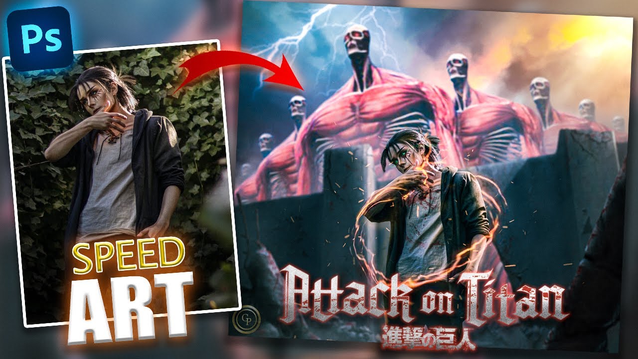 Attack on Titans Rumbling speed art - photoshop - YouTube