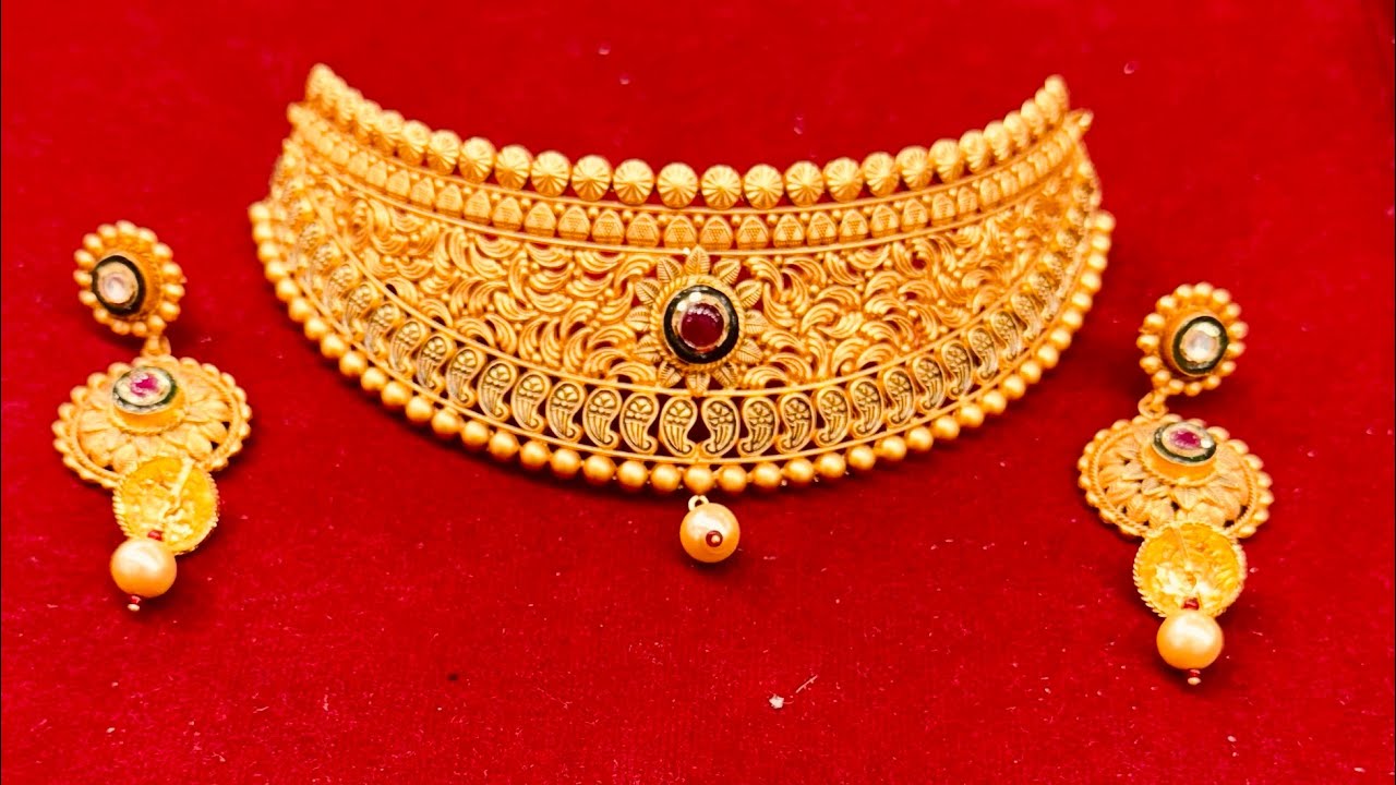 Fancy ladies gold choker set | antique set | baljit Singh jewellers # ...