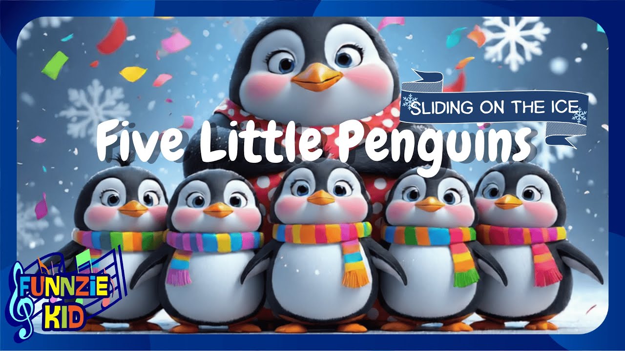 Five Little Penguins Sliding On The Ice | Children Nursery | Kids ...
