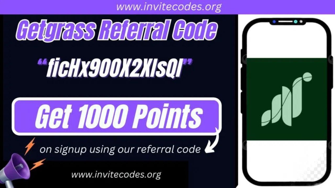 Getgrass Referral Code (ficHx9OOX2XIsQl) Get 1000 Points - YouTube
