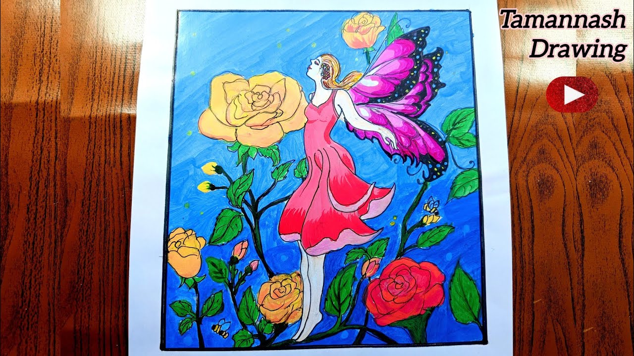 How to draw a fairy | Acrylic paintings for beginners - YouTube