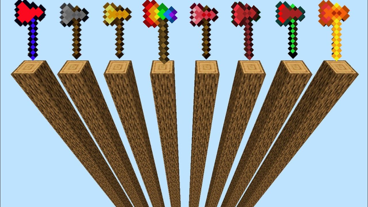 Which axe is more better and stronger in minecraft experiment - YouTube