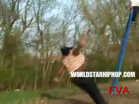 Big Girl Goes Flying Off The Swing! (Wig Slid Off) Hilarious - YouTube