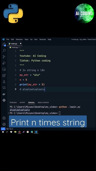 Print N Times String In Python ๐ Python Pythonforbeginners Pythontutorial Shorts Youtube
