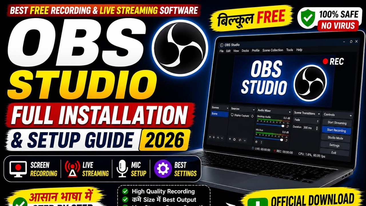 OBS Studio Kaise Install Kare | Full Tutorial Hindi 2026 #tech # ...