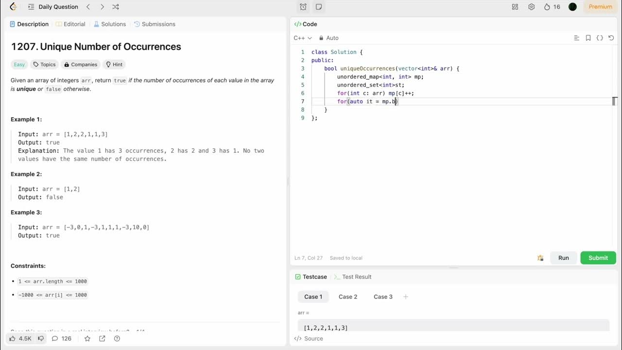 Leetcode1207 Unique Number Of Occurrences Youtube