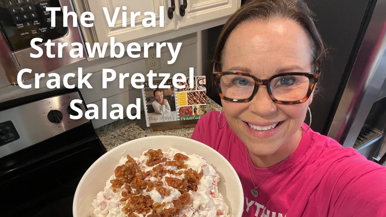 Making the Viral Strawberry Crack Pretzel Salad | Easy dessert recipe ...