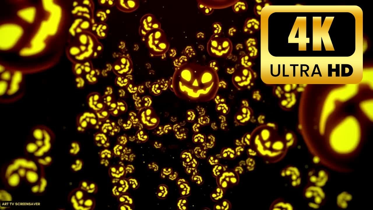 Halloween Screensaver | Flying Pumpkin Spooky Ambiance Background - YouTube