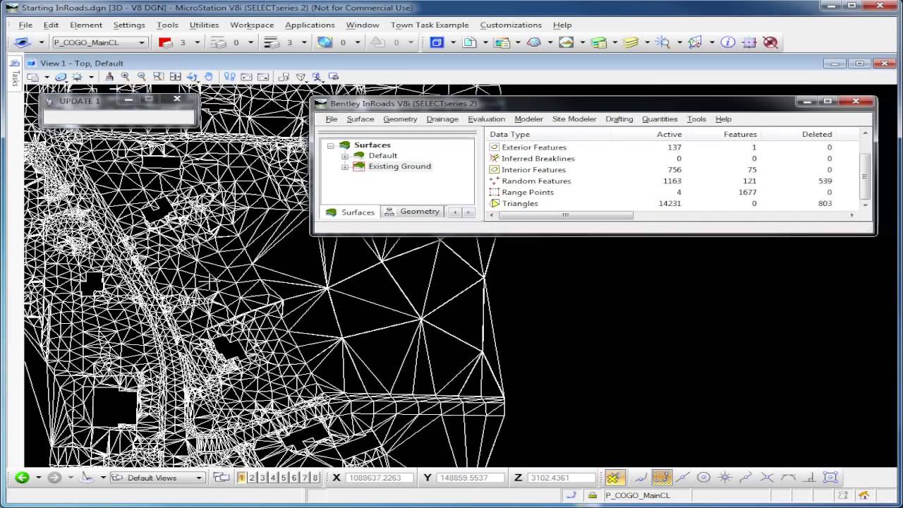 InRoads V8i Basics Part 2 Video Surface Tools - YouTube