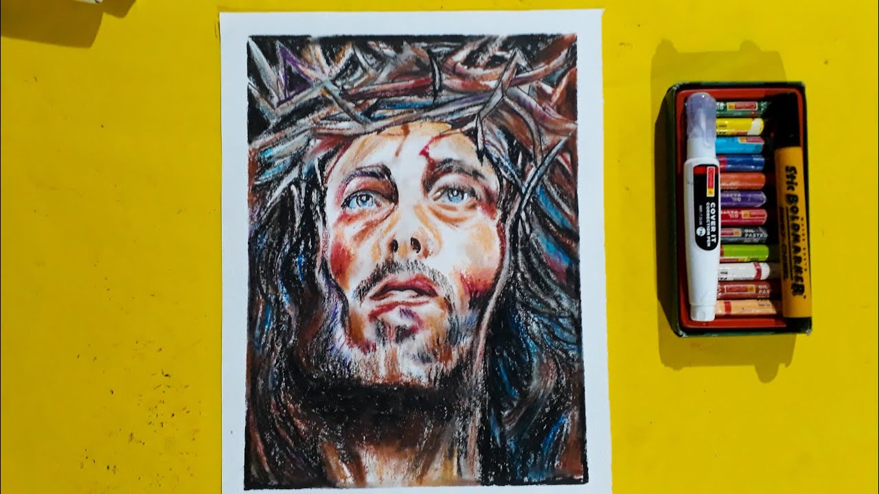jesus drawing with oil pastels ll Oil pastel creyon #jesus #christ # ...