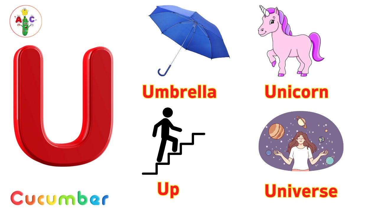 ABC Phonics Song for Kids | Letter U | Umbrella, Unicorn, Up, Universe ...