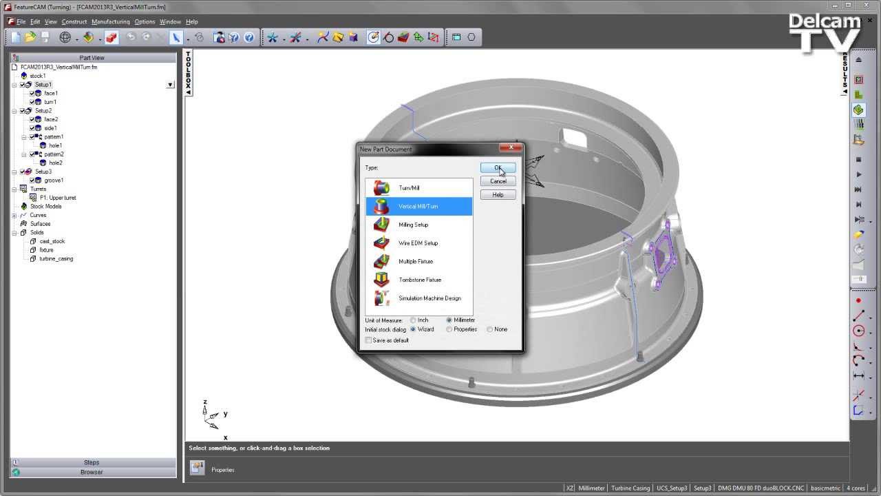 Vertical Mill/Turn - FeatureCAM 2013 R3 - YouTube