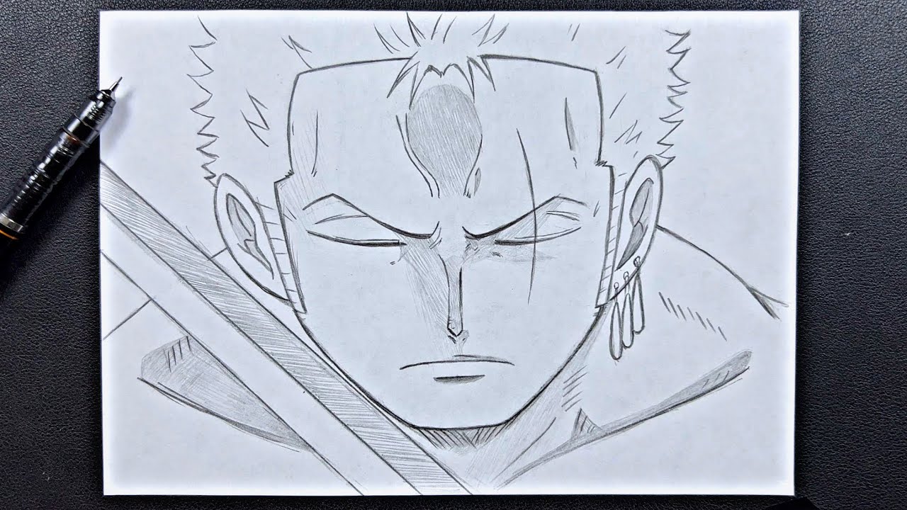 Easy anime sketch | how to draw Zoro Roronoa step-by-step [ ONE PIECE ...