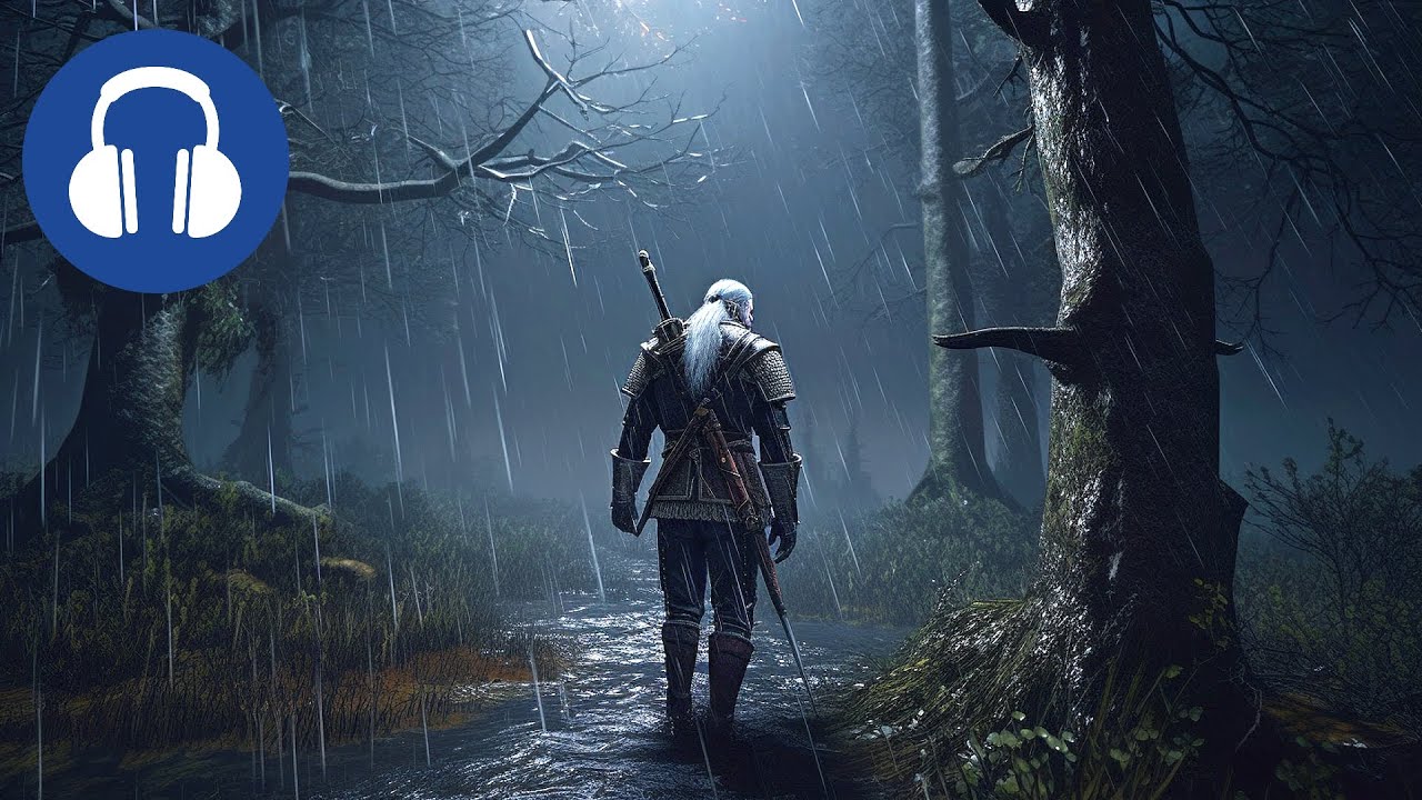 Rainy Forest Retreat 🎧 Relaxing RAIN AMBIENCE with Geralt the Witcher ...