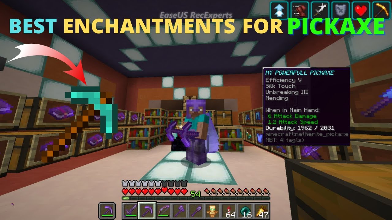 MINECRAFT BEST ENCHANTMENT FOR PICKAXE | BEST PICKAXE IN MINECRAFT EVER ...