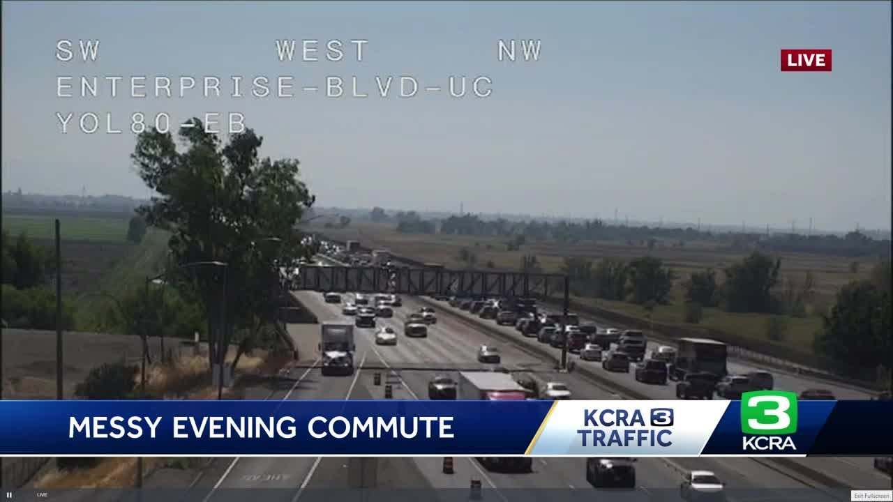 Traffic mess impacts interstates in Sacramento area - YouTube