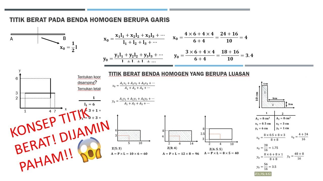 FISIKA KELAS XI- TITIK BERAT BERUPA GARIS DAN LUASAN - YouTube