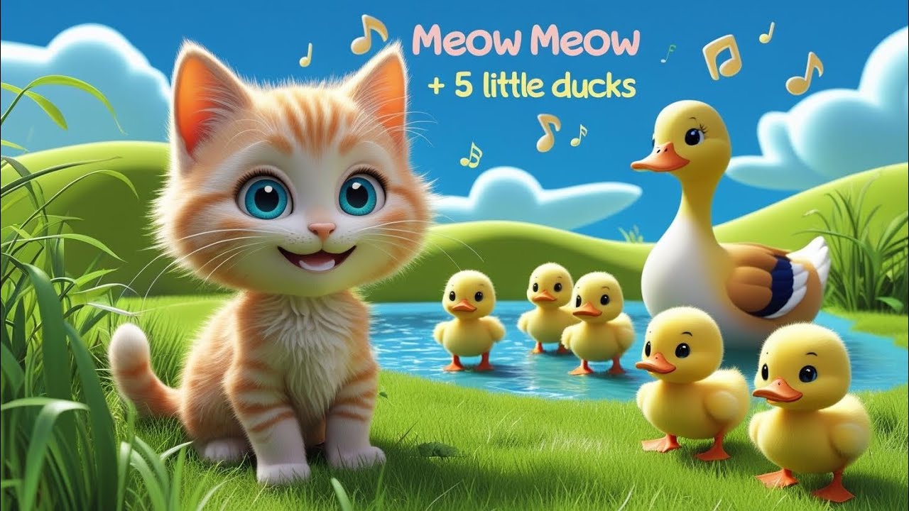 Meow Meow Meow + 5 Little Ducks 🐱🦆 | Animal Rhymes for Kids - YouTube