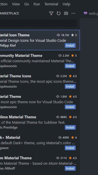 VSCODE : Install Material Icon Theme | File Explorer jadi Cakep #shorts ...