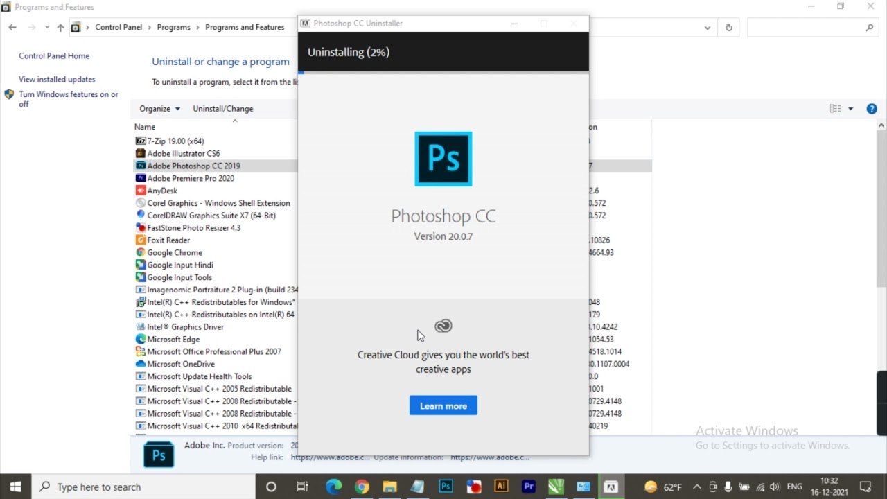 How to Uninstall Adobe Photoshop CC 2021 on Windows 10 - YouTube