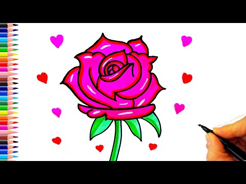 Gül Çizimi 🌹 Gül Nasıl Çizilir? -  How To Draw a Rose Easy - Kolay Gül Resmi Çizimi - Gül Resmi Çizi