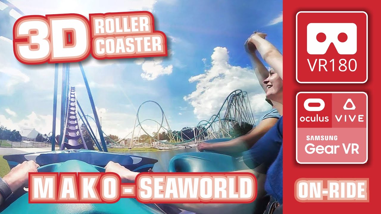 MAKO VR Roller Coaster VR 180 3D | VR onride POV SeaWorld Orlando montaña rusa Oculus VR360 1st ...