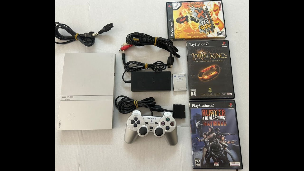 Sony PlayStation PS2 Slim Silver Complete Console System SCPH-77001 w ...