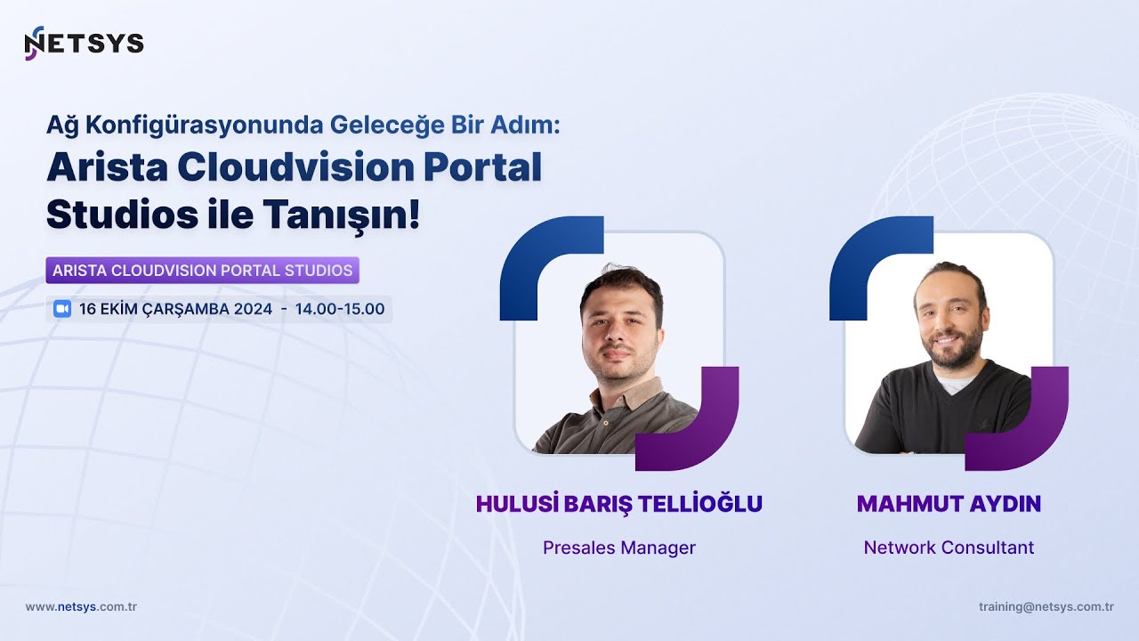 NETSYS Webinar - Arista Cloudvision Portal Studios ile Tanışın! - YouTube