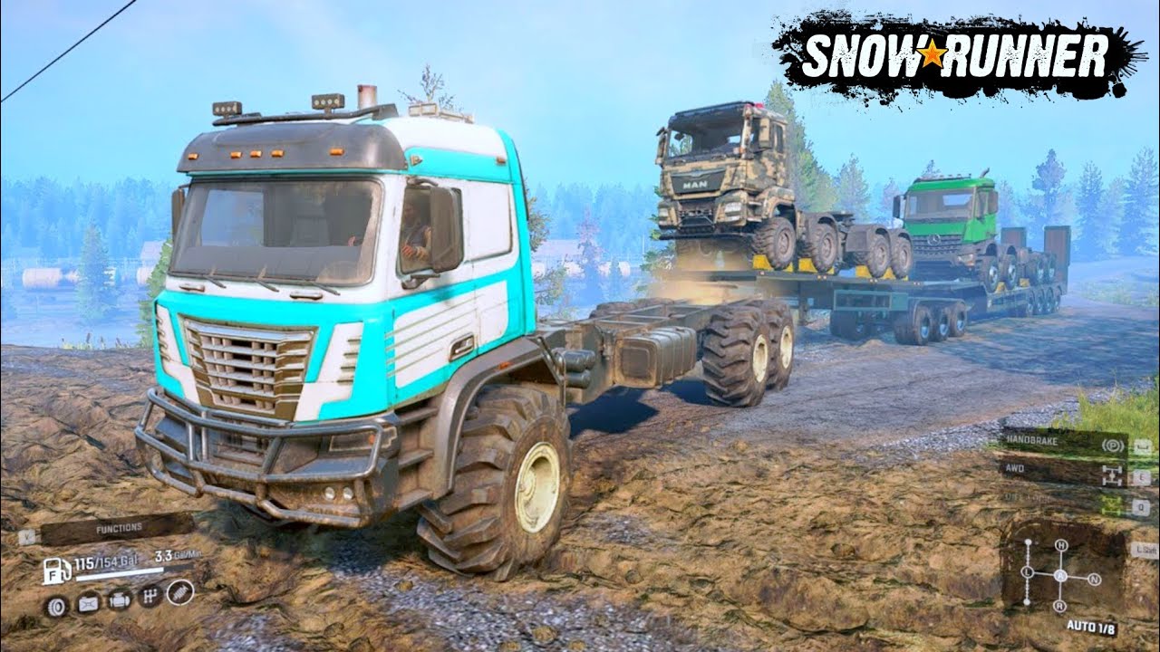 SnowRunner - FEMM 37 AT PX Powerful Truck Transporting Loaded Truck ...