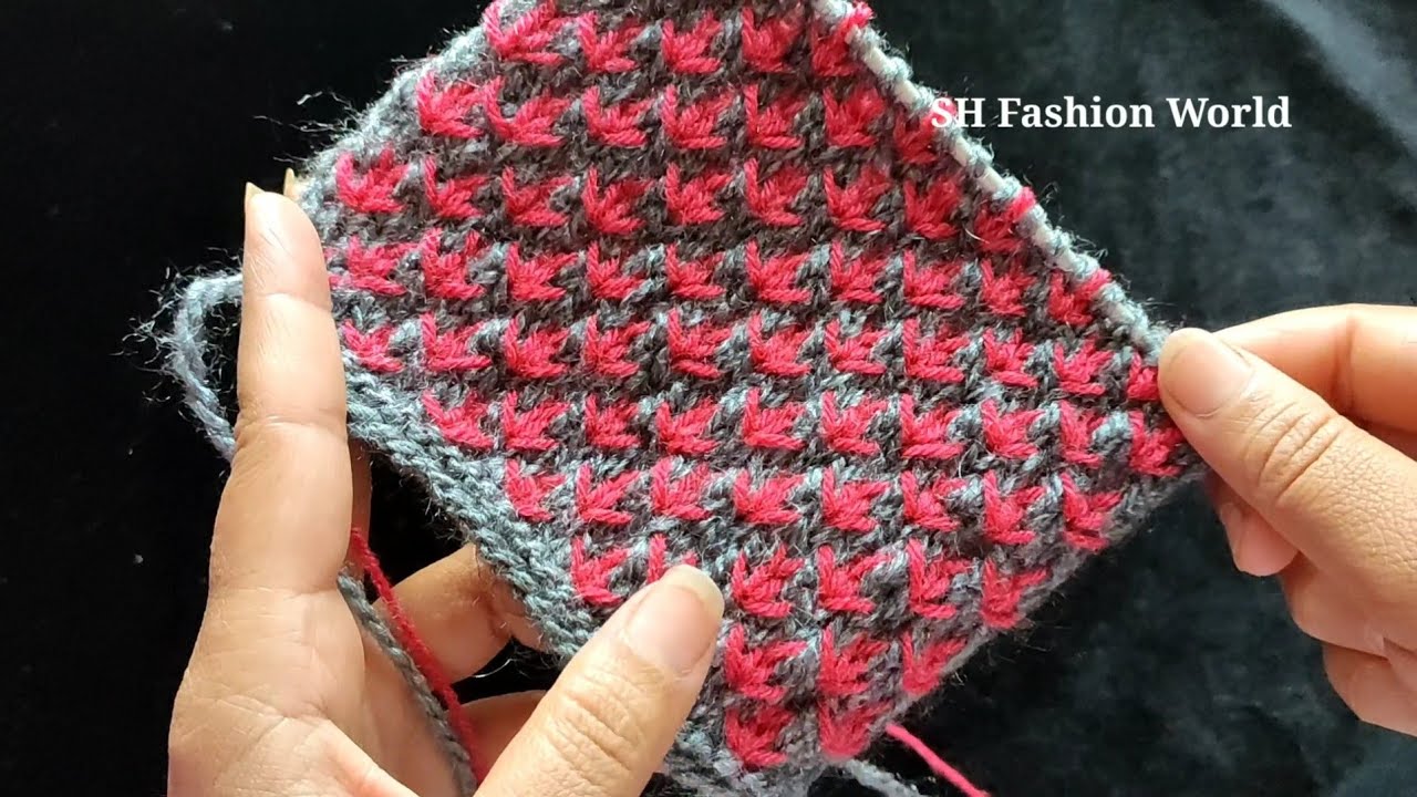 डबल धागे में ज्यादा गर्म बुनाई डिजाइन|| Two colours knitting design by ...