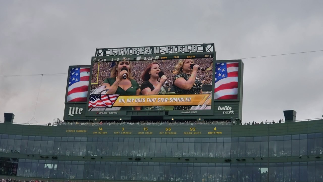 Whiskey Belles singing the national anthem at Lambeau Field - Sep 15 ...