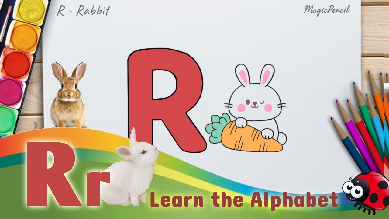 Alphabet Art Adventure: Drawing Letter R, R for Rabbit with The Ladybug ...