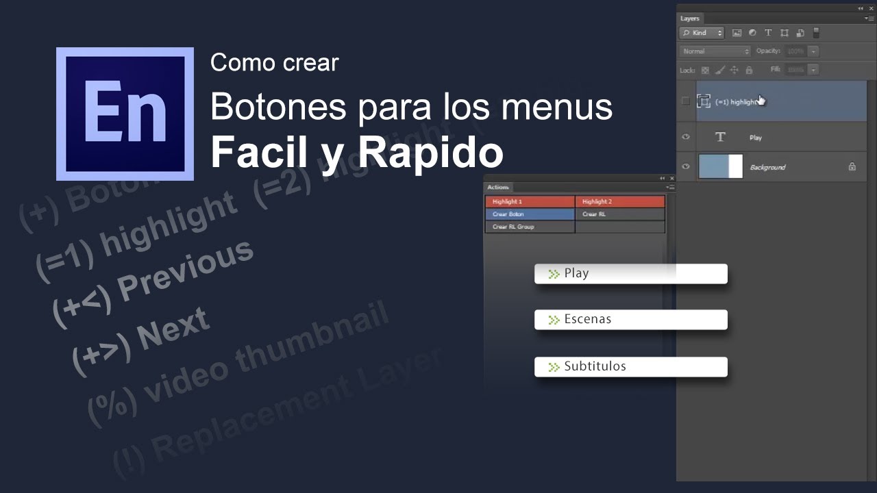 Como crear botones para los menus de DVD en Photoshop - YouTube