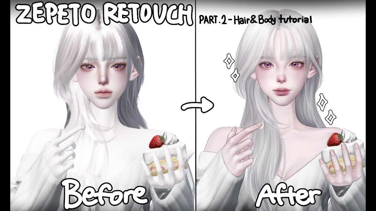 제페토 리터칭 튜토리얼 (헤어, 손) / Zepeto Retouching Tutorial (Part.2 - Hair & Body ...