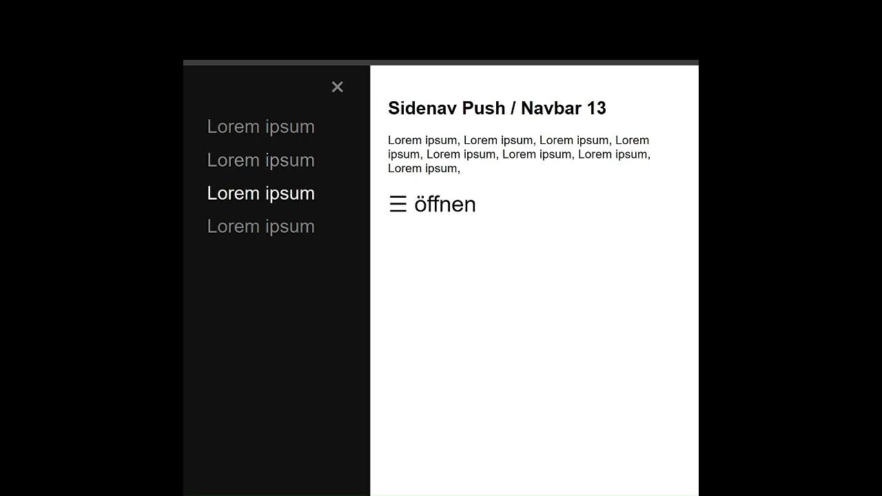 Navbar 13 / Sidenav Push Responsive #navbar #sidenav #push #responsive ...