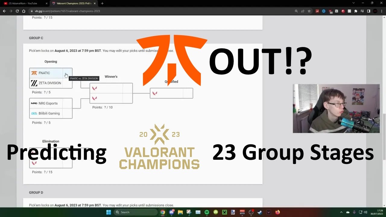 Predicting VCT Champions 23 Group Stages!! - YouTube