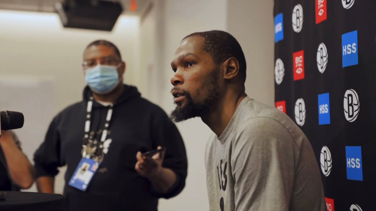 Kevin Durant talks at shoot around about coming back from injury - YouTube