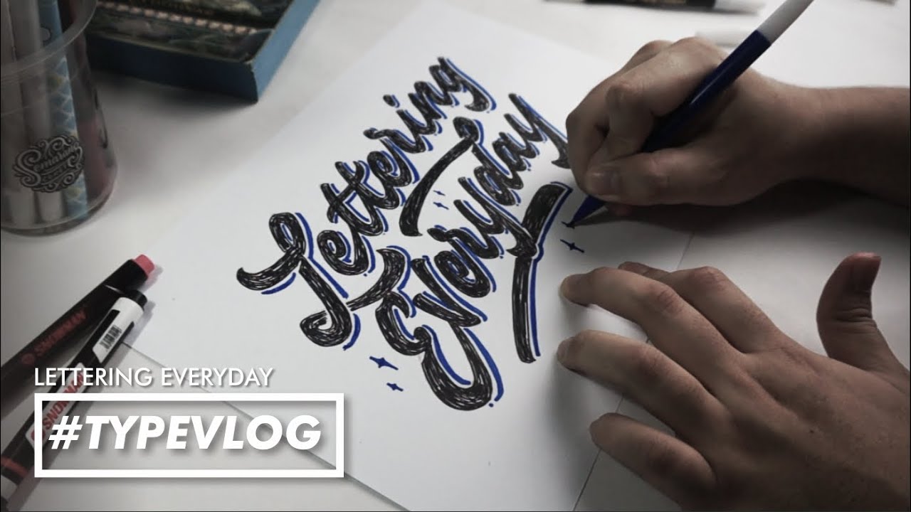 #TYPEVLOG | Membuat Hand Lettering dengan Kata Lettering Everyday - YouTube