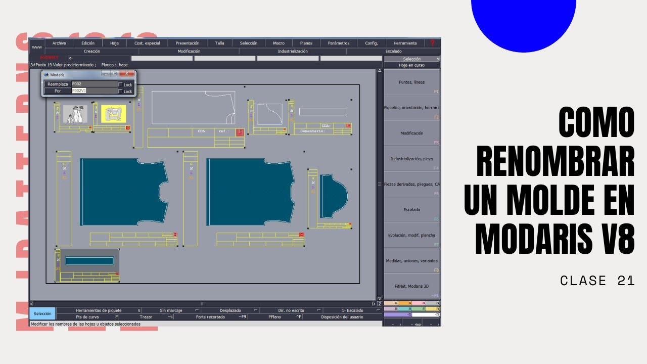 CURSO LECTRA MODARIS V8 VIDEO#21 [COMO RENOMBRAR UN MOLDE PARA DARLE ...