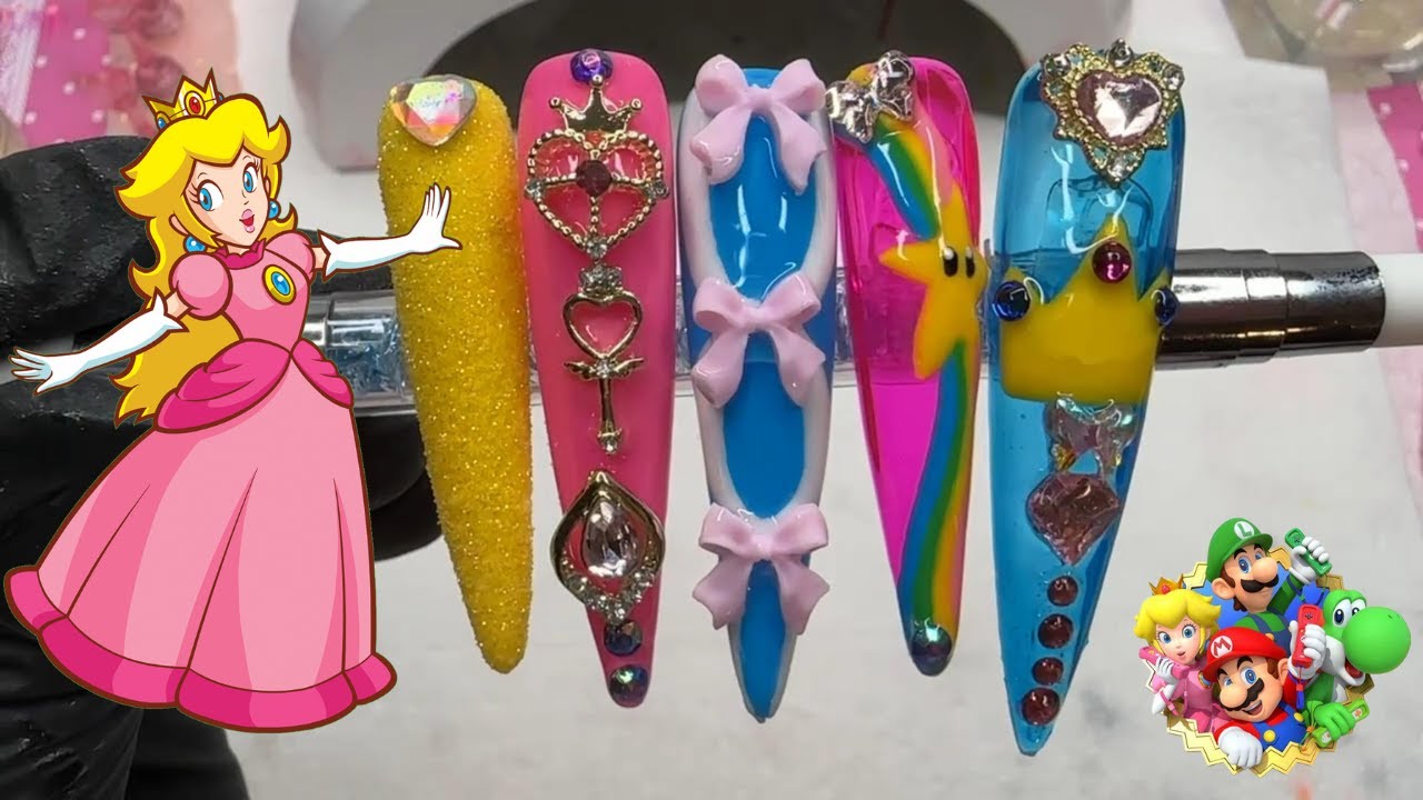 Princess Peach Nails 👑👸🏼| Nailmas 2024 - Day 13 💅🏾 - YouTube
