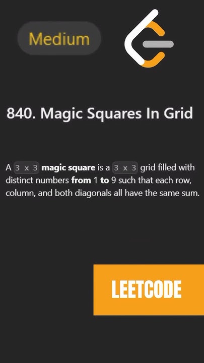 Leetcode: 840. Magic Squares In Grid - YouTube