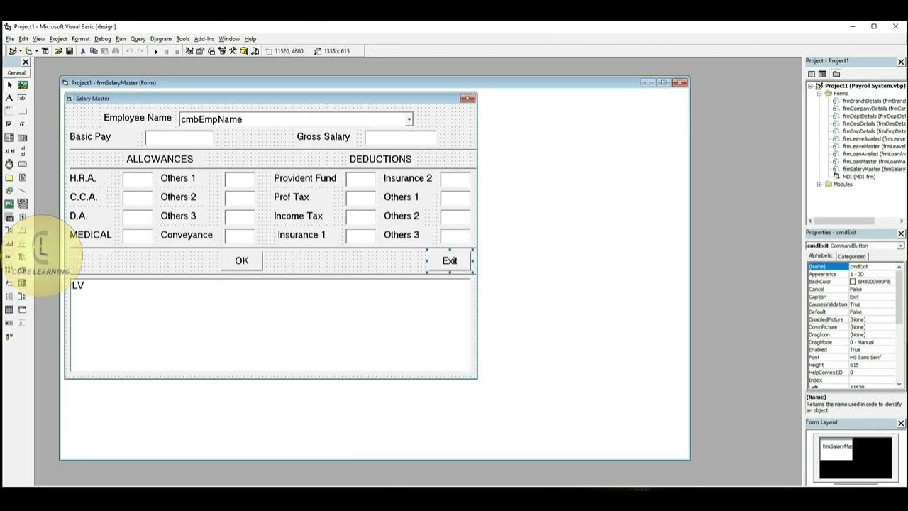 Visual basic 6.0 | Payroll Project 'frmSalaryMaster - add delete button' | CodeLearning - YouTube